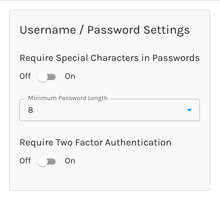 Password/Security Policy | Paminga Docs
